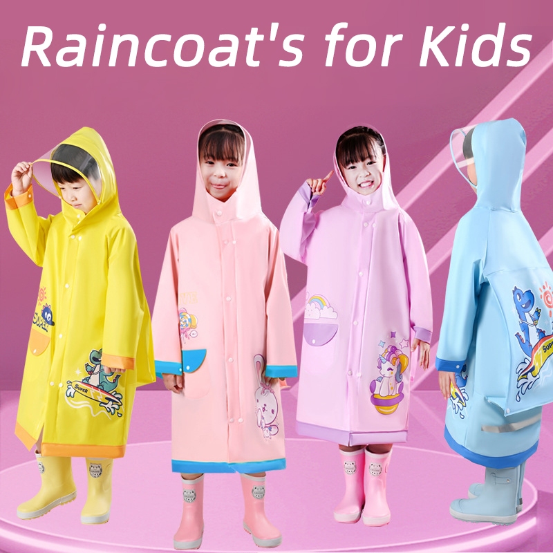 PVC Raincoat for Kids Girls Expandable Kids Rain Coat Full Body ...