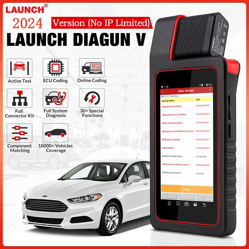 Launch X431 Diagun V OBD2/EOBD Diagnostic Tool Full Systems 1 Years ...
