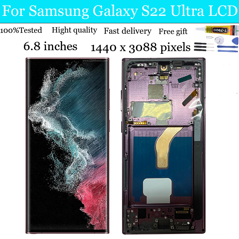 Original AMOLED For Samsung Galaxy S22 Ultra 5G LCD Display Touch ...