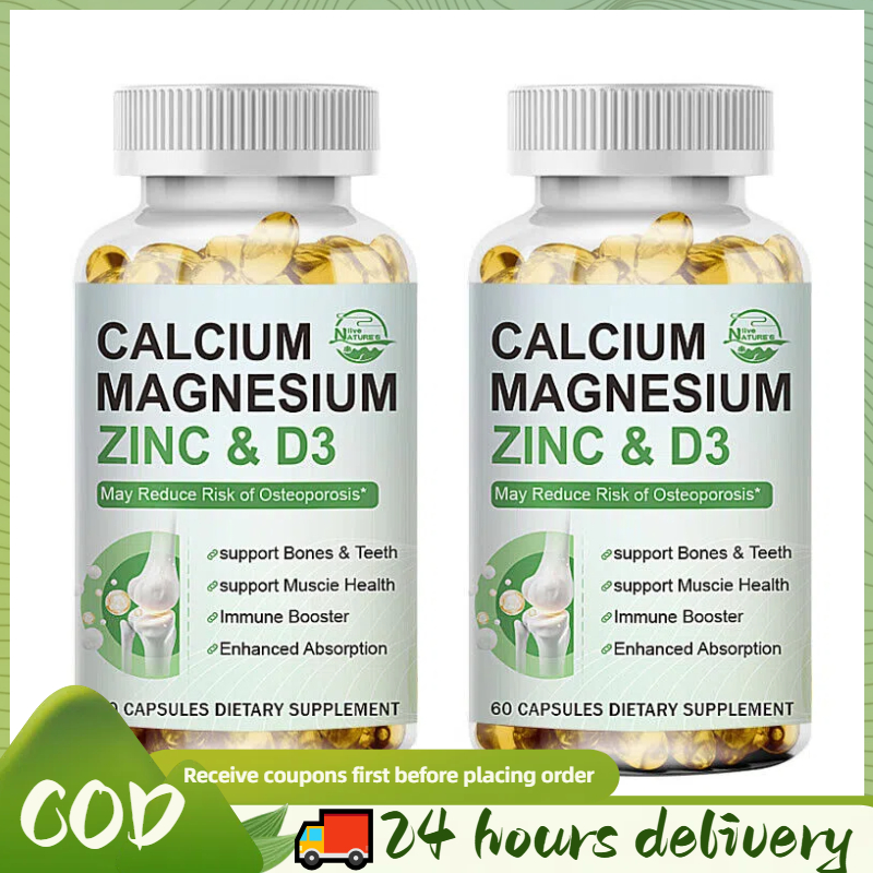 60pcs Magnesium Citrate Calcium Zinc Capsules Vitamin D3 Skeletal ...
