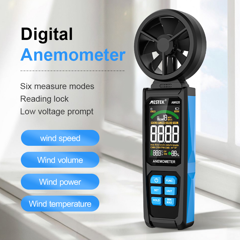 AM620 Multi-Function Anemometer Wind Speed Power Sensor Detector 2000m ...