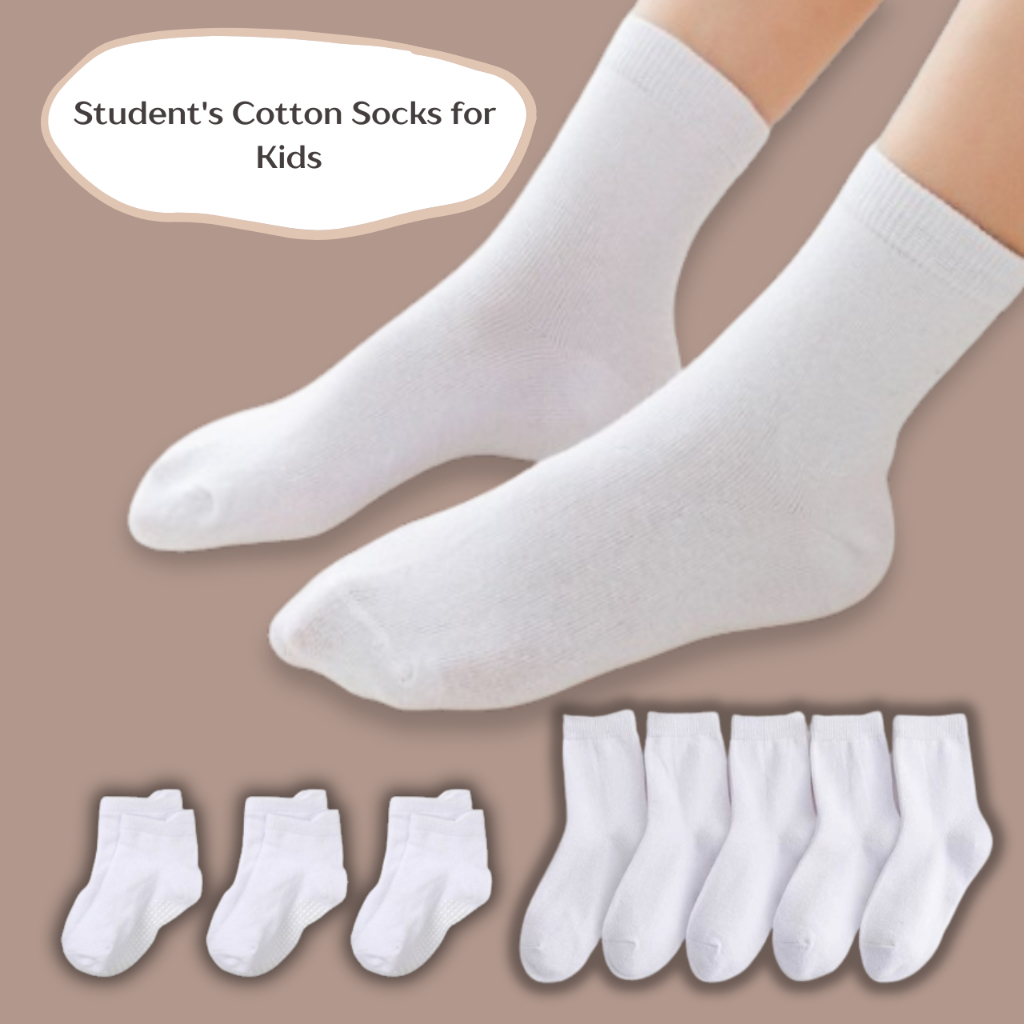 1pair/ 3pairs Student White Plain Socks High Quality Cotton Breathable ...