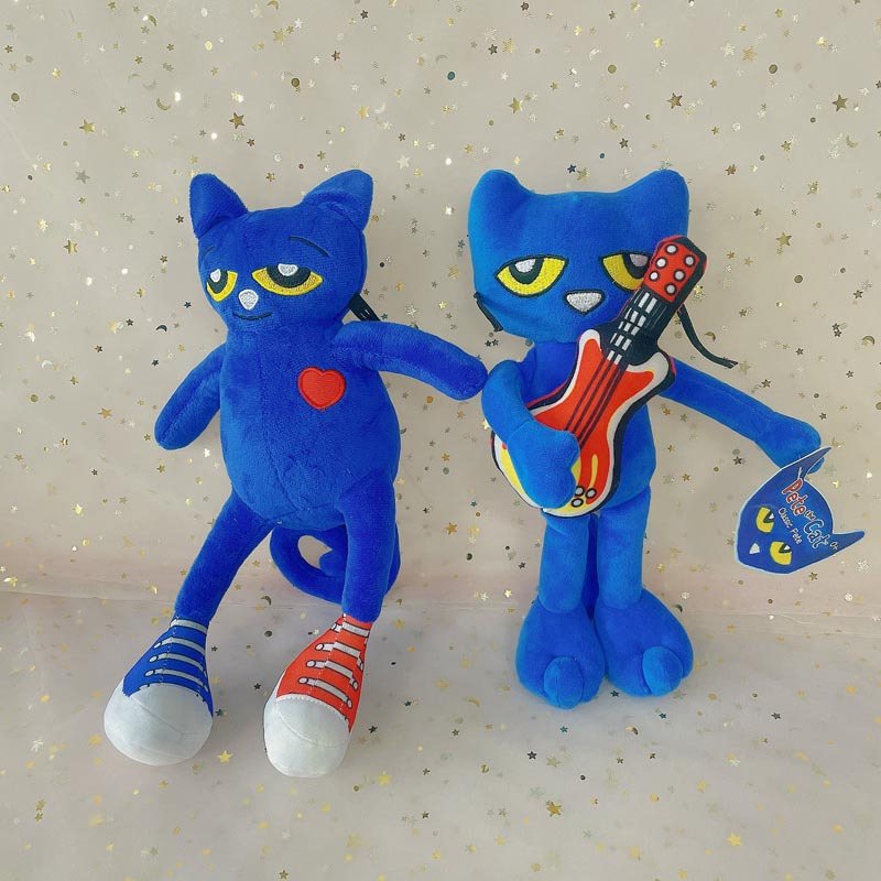 25cm Pete The Cat Plush Doll Pizza Party Soft Plush Blue Cat Stuffed ...