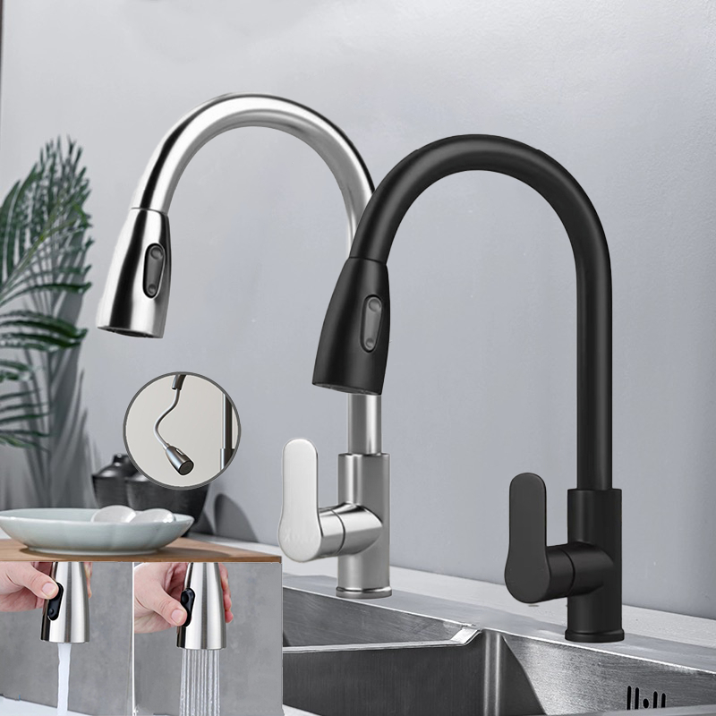 SUS304 Kitchen Faucet 360 Degree Swivel Pull-out Faucet with Sprayer ...