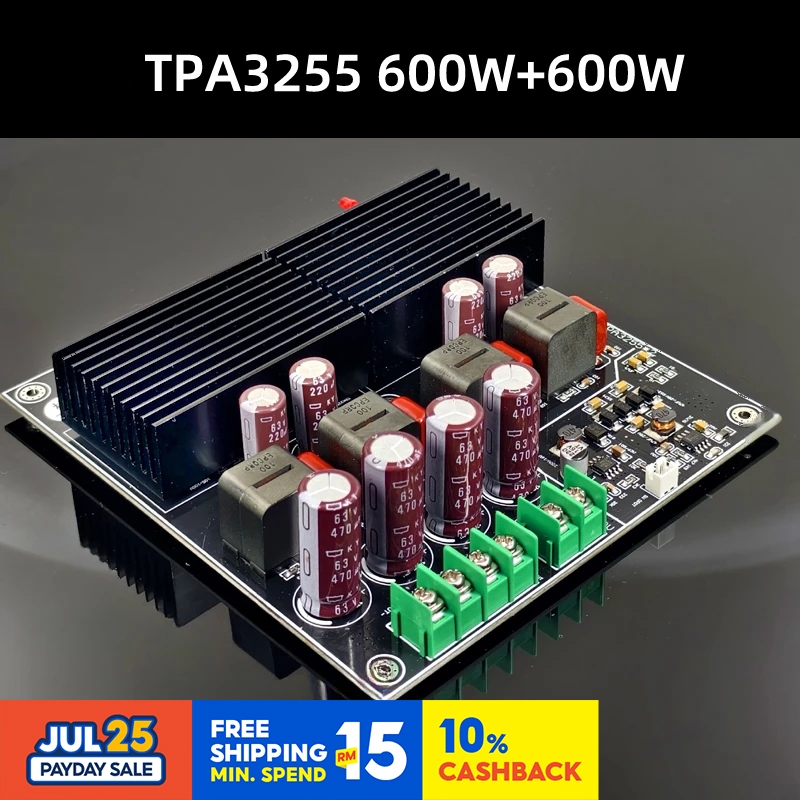 ⭐⭐⭐1200W Dual TPA3255 Bluetooth Power Amplifier Board 600W+600W 2.0 ...