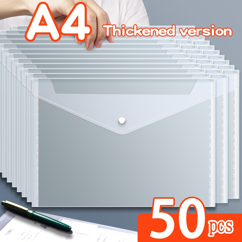 A4 Clear Stripe File Holder Plastic Envelop With Bottom Office School ...