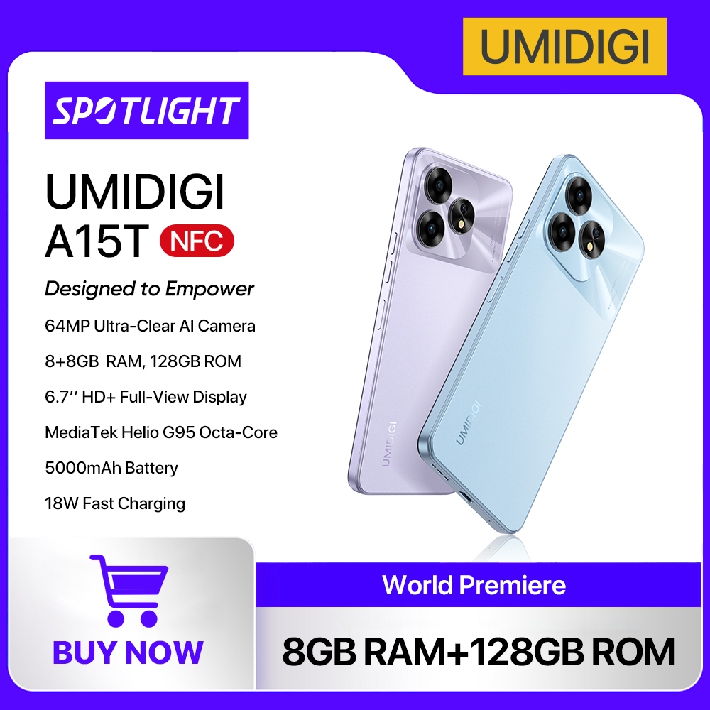 UMIDIGI A15T Smartphone Android 13 MTK Helio G95 Octa-Core 6.7’’ HD+ 8GB 128GB 64MP 5000mAh ...