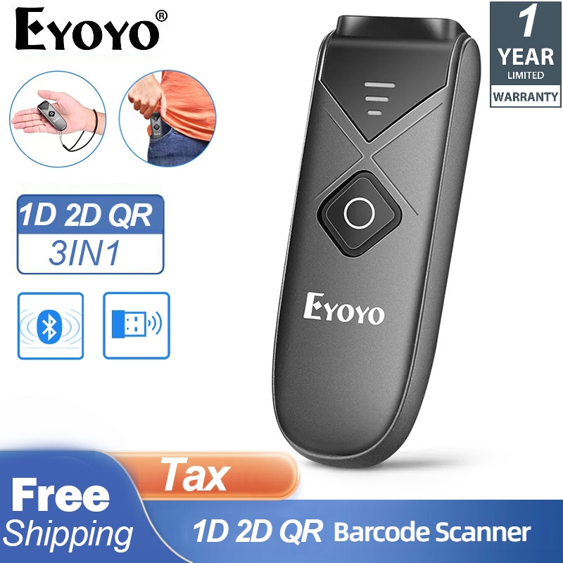 Eyoyo EY-015P Bluetooth 2.4G Wireless 2D Barcode QR Code Scanner, Mini ...