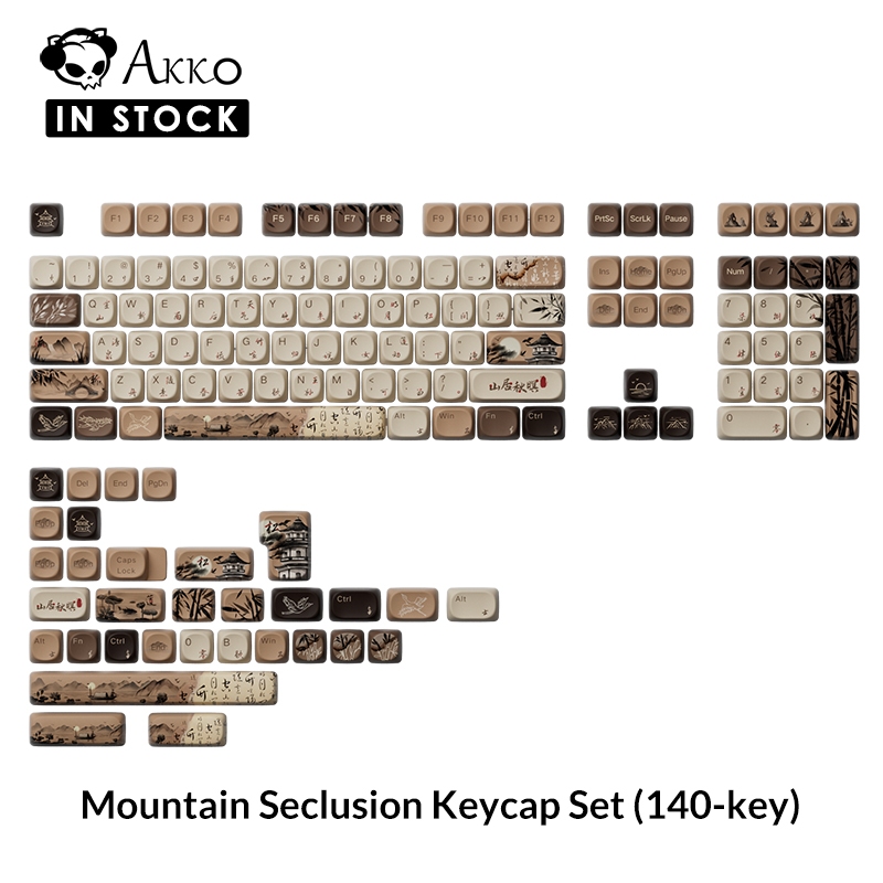 AKKO Mountain Seclusion Keycap Set (140-key) PBT dye-sub keycaps ...