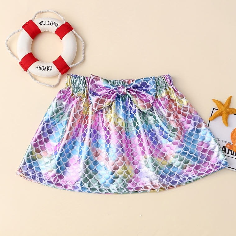 Colorful Fish Scale Skirt Big Bow A-Line Skirt Children Bow Color ...