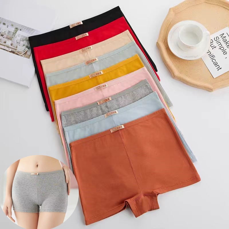 [40-80kg] Pure Cotton Anti-glare Safety Boxer Briefs Women's Mid-waist ...