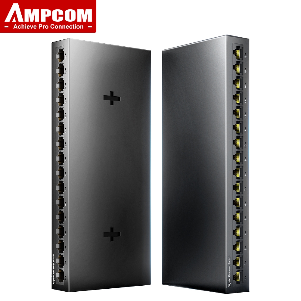 AMPCOM Network Switch 16 Ports Switch Ethernet 1000Mbps Gigabit High ...