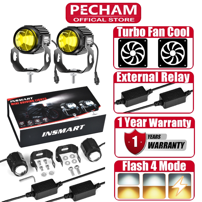 2PCS INSMART Fan Cool Mini Super bright Driving Light V7 Mdl With Realy ...