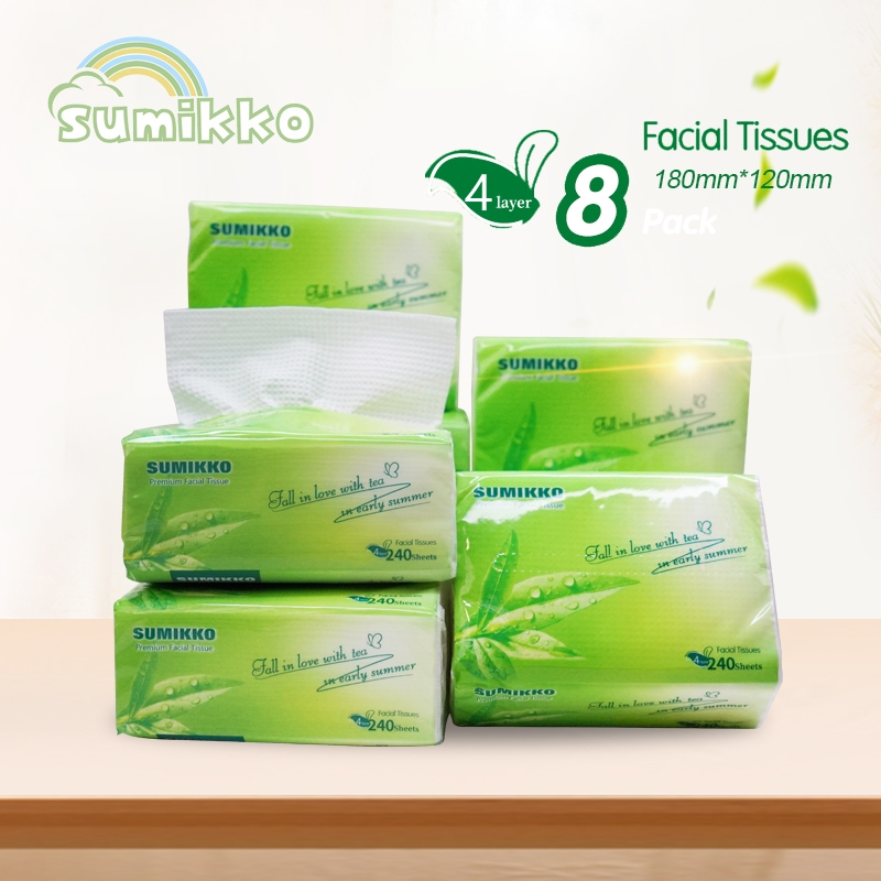 Sumikko Tissue Paper ( 8 Packs 4-ply ) Organic Facial Tissue Paper ...