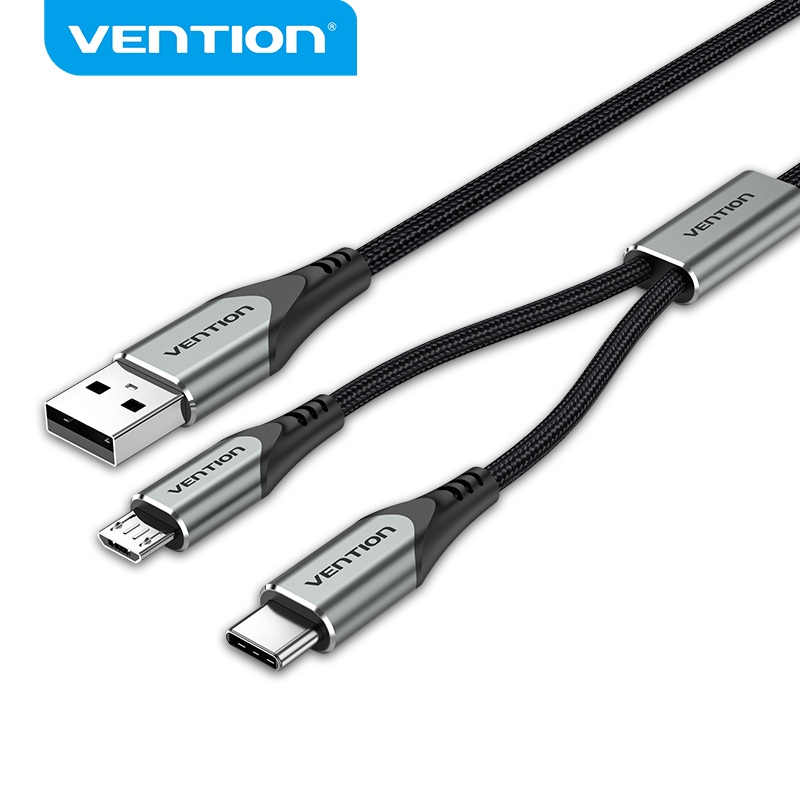 Vention 2 In 1 Charging Cable USB A to Type C Micro B Data Cable For ...