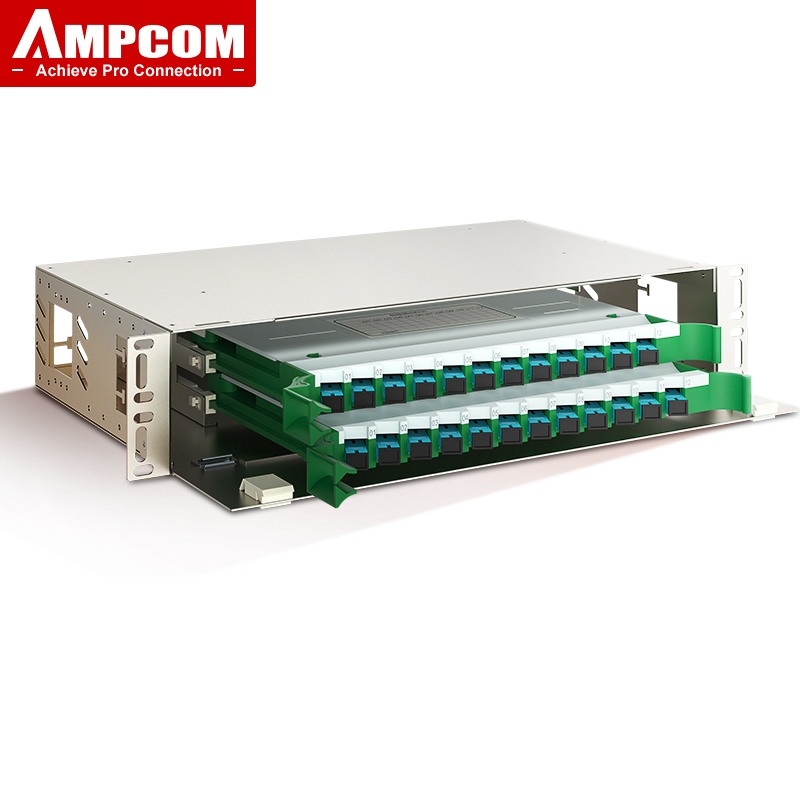 Ampcom 24 Core Odf Optical Distribution Frame Optic Patch Panel Lc Sc