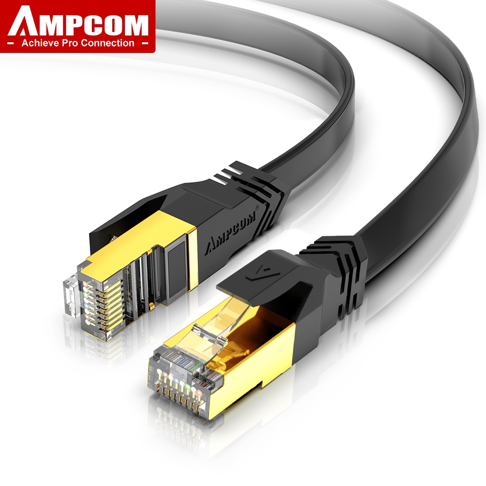 AMPCOM Network Cable RJ45 CAT7 Lan Cable STP RJ45 Flat Ethernet Cable ...