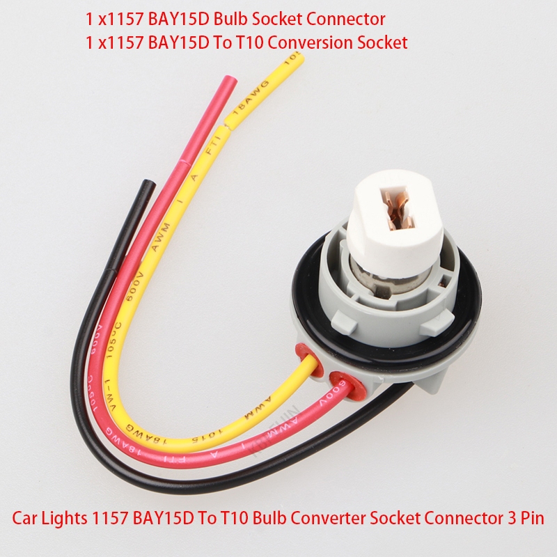 1Set Car Light 1157 BAY15D To T10 Converter Socket Cable Adapter For ...