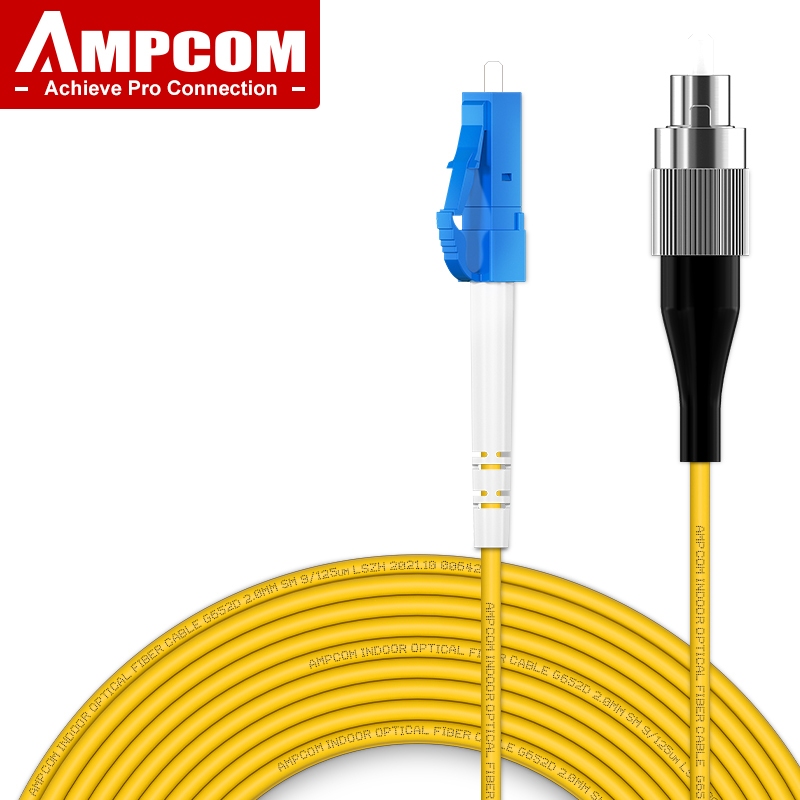 AMPCOM LC to FC UPC Fiber Optical Patch Cable Singlemode Simplex SMF 9 ...