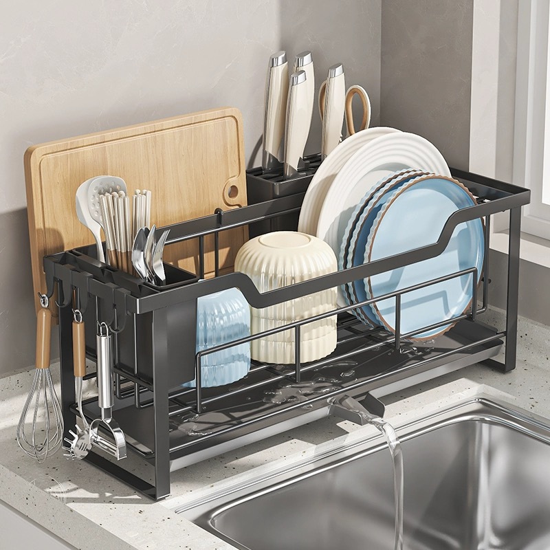 Black Small Dish Rack Next To Sink Kitchen Dish Plate Organzier With ...