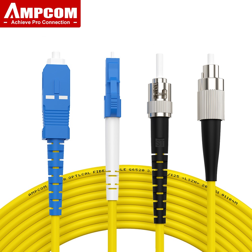 AMPCOM SC LC FC ST Optical Fiber Patch Cable Simplex 9/125μm UPC To UPC ...