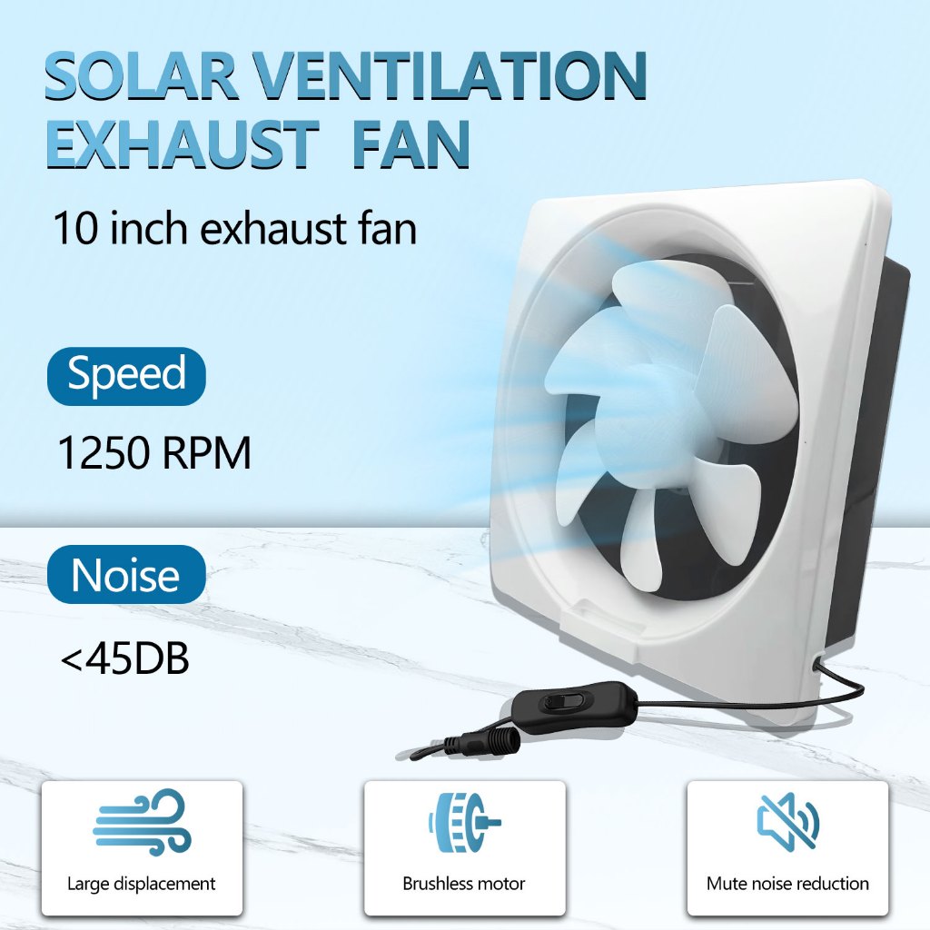 12v Solar Exhaust Ventilation Fan IP 67 Waterproof 17/20W Solar Panel 6 ...