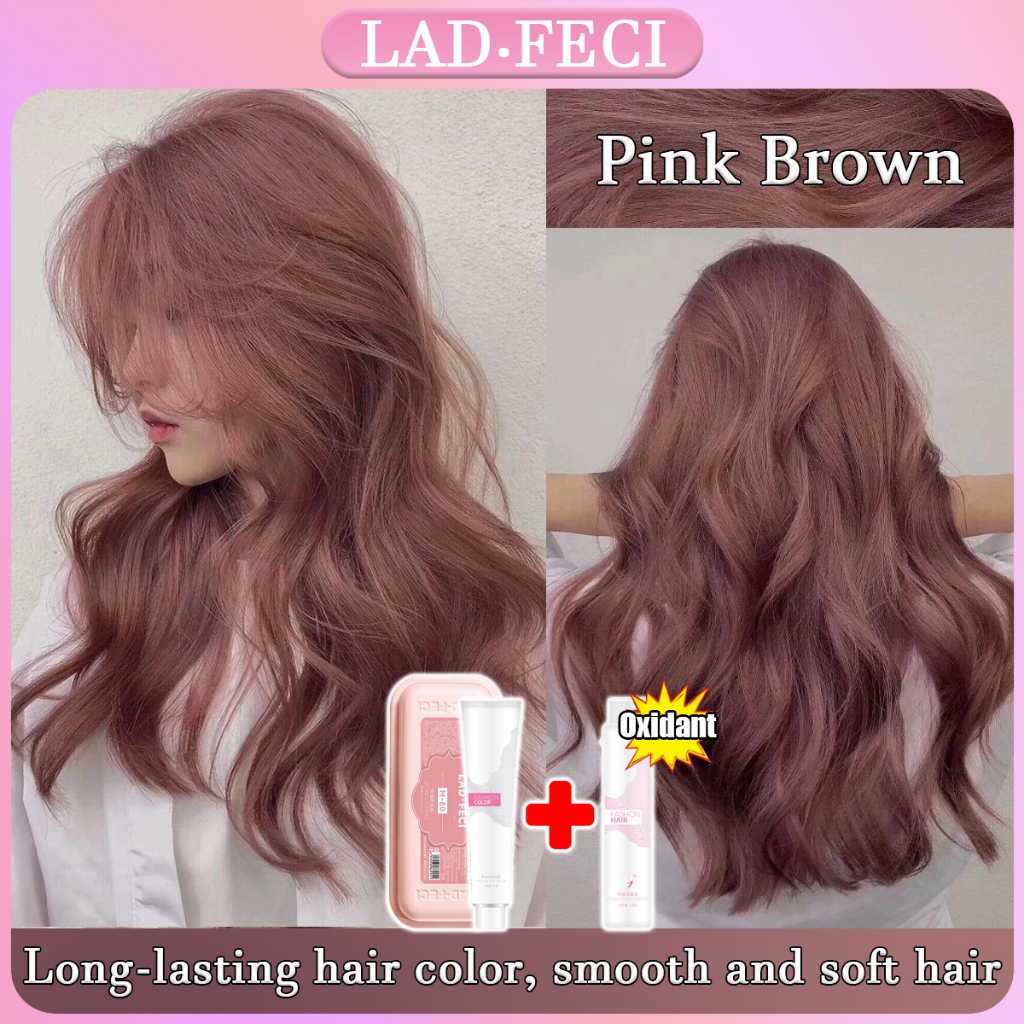 LAD Hair Color Permanent Pink Brown(100ml Hair Dye+100ml Oxidizer ...