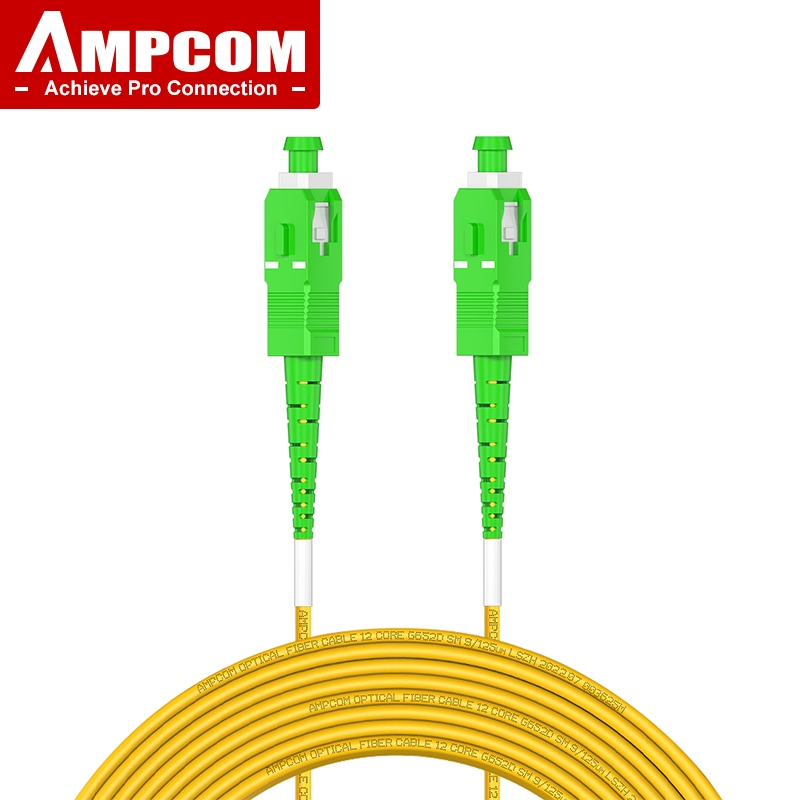 AMPCOM SC( APC) To SC (APC) Single Mode Fiber Optic Patch Cable, 9/125, Simplex, APC, For 1M-30M ...