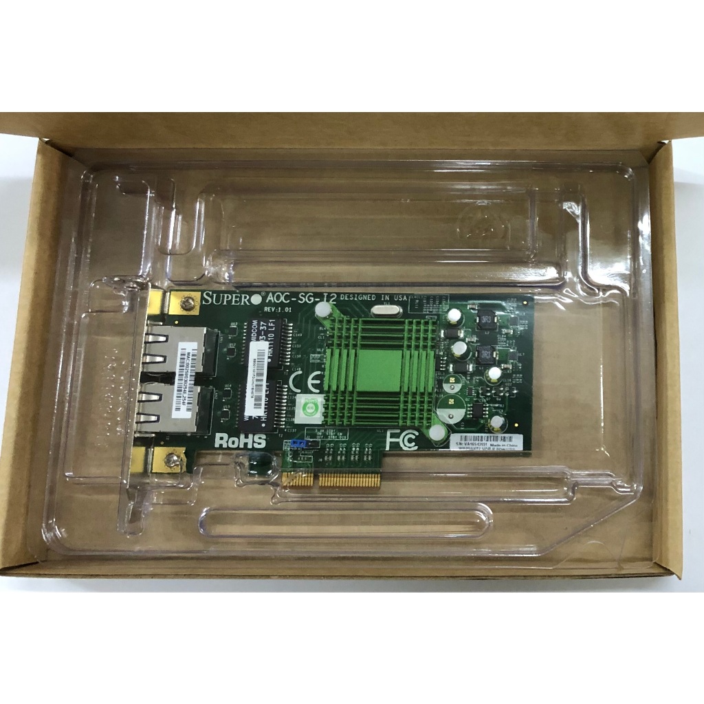 Supermicro AOC-SG-I2 Dual Port 1Gb Network nic rj-45 PCI-Express 2.1 x4 ...