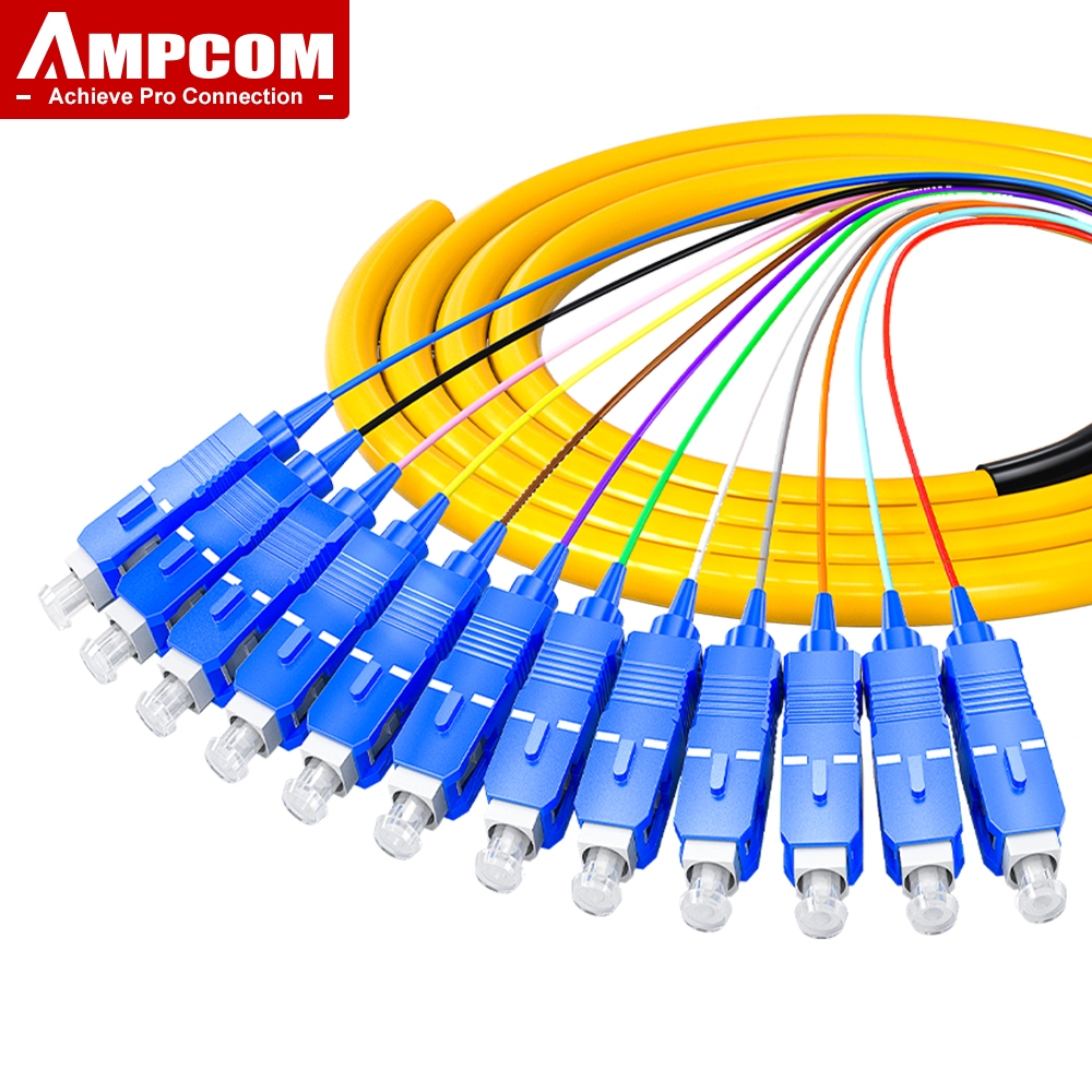 AMPCOM Professional Grade 12-Core Single Mode SC Ribbon Fiber Optic ...
