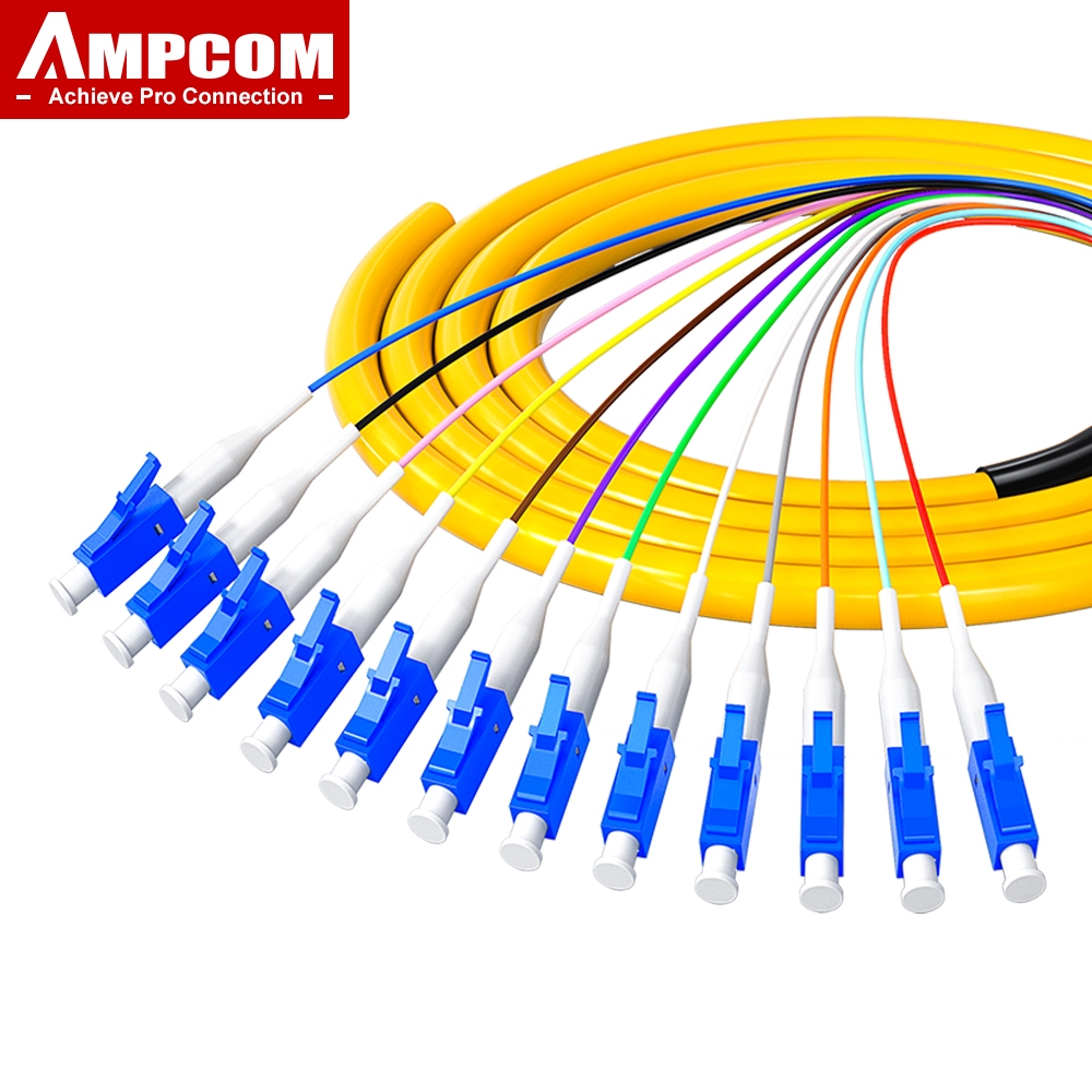 AMPCOM Professional Grade 12-Core Single Mode LC Ribbon Fiber Optic ...