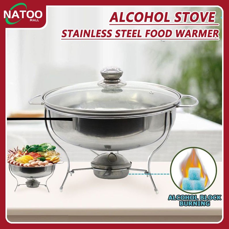 UNIBEST Stainless Steel Round Hot Pot Alcohol Stove 3L Chafing Dish ...