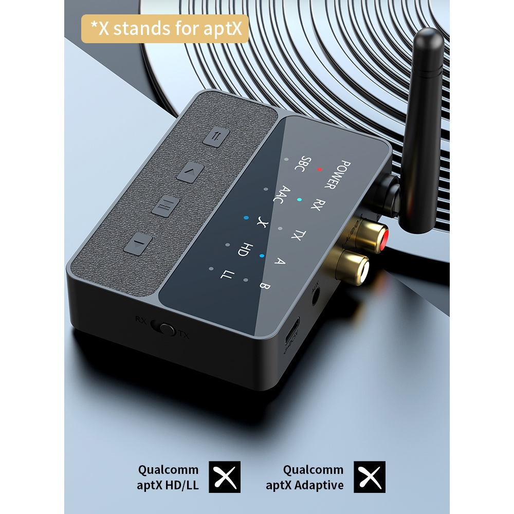 Bluetooth 5.3 aptX/HD/LL Audio Adapter 3.5mm Aux R/L Wireless Stereo ...