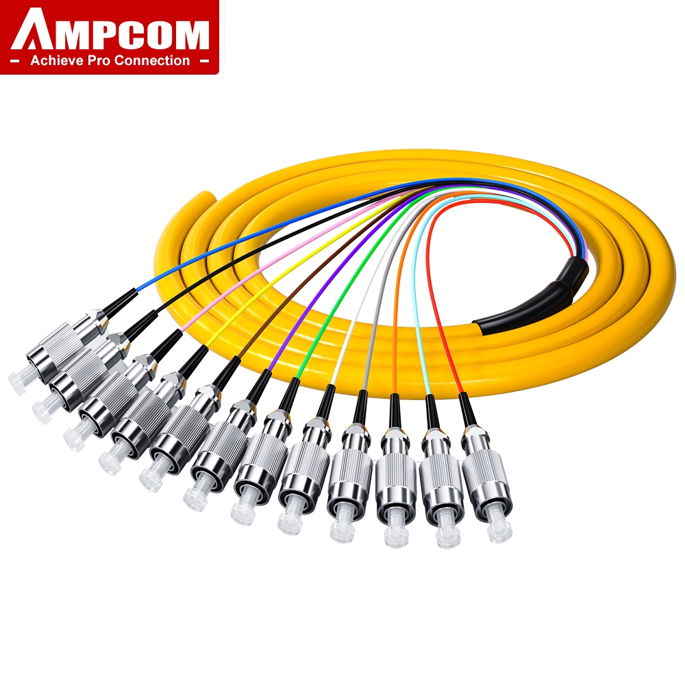 AMPCOM Professional Grade 12-Core Single-mode FC Ribbon Fiber Optic ...