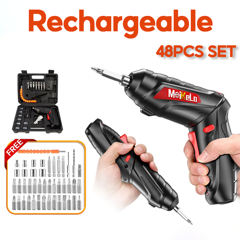 48PCS 4.8V Foldable Cordless Screwdriver Rechargeable Tool Kit/Cordless ...