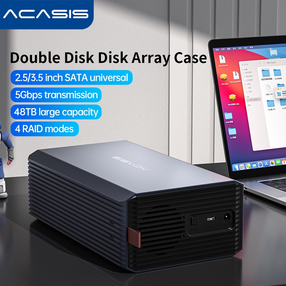 ACASIS 2.5/3.5 Dual Bay SATA To USB 3.0 HDD SSD Enclosure Array Desktop ...