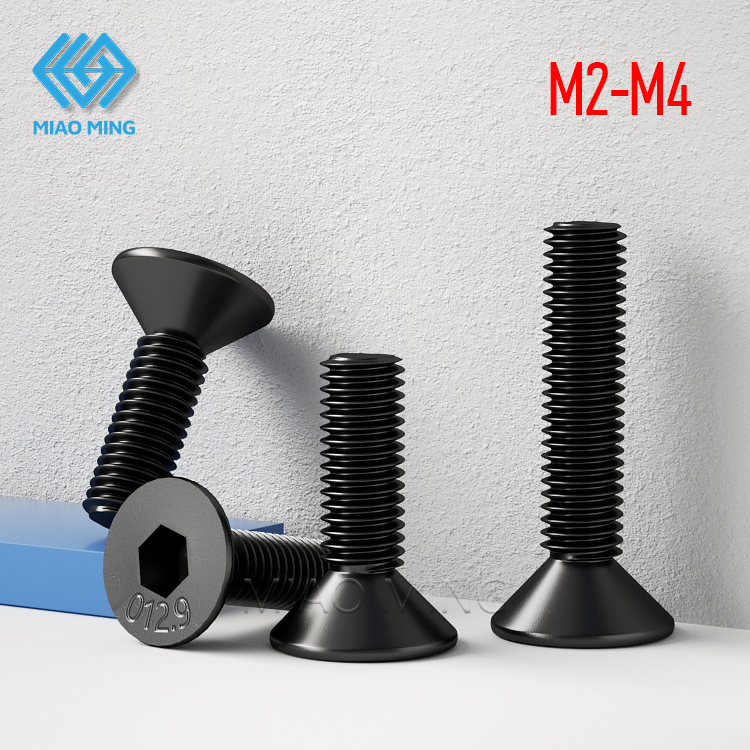 M2 M2.5 M3 M4 Black Countersunk flat head hex screw allen bolt alenkey ...
