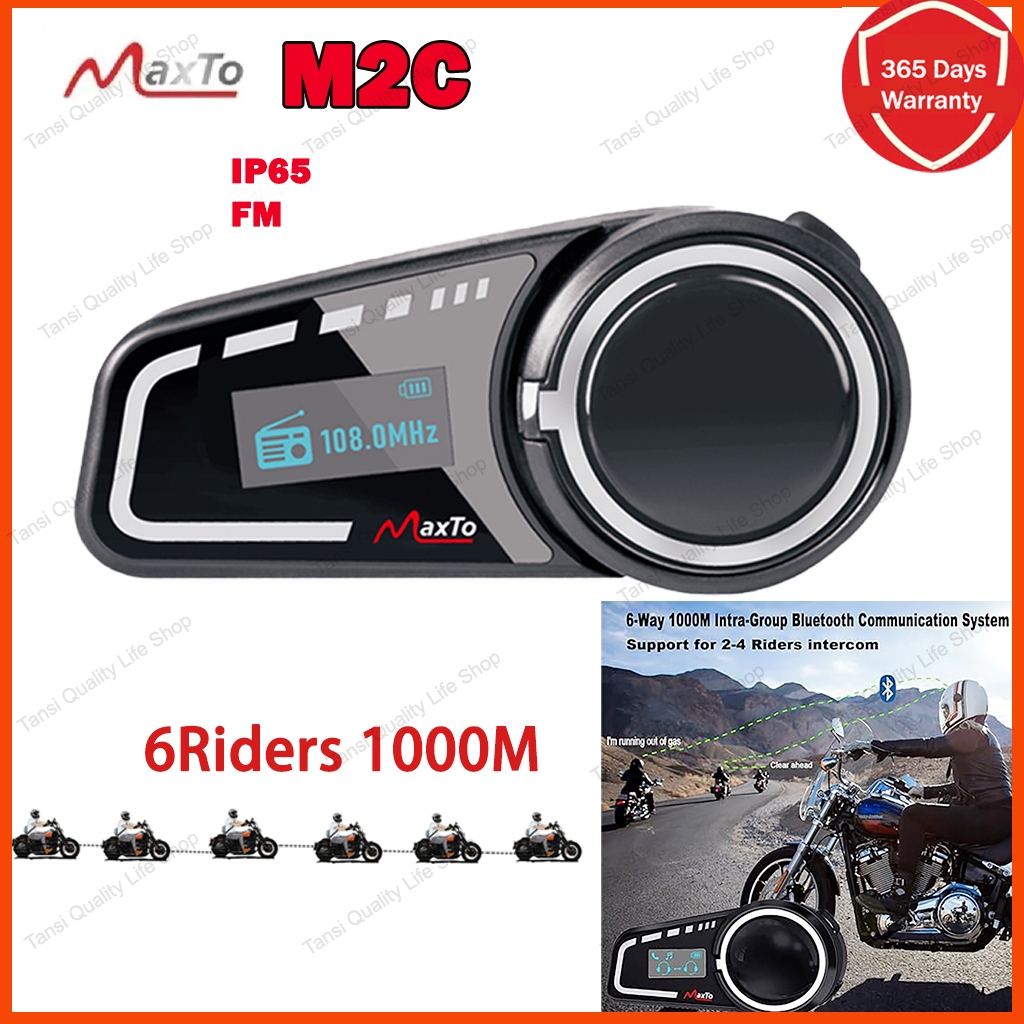 Maxto M2C Motorcycle Helmet Bluetooth Intercom Headset 1000M/FM /6 ...
