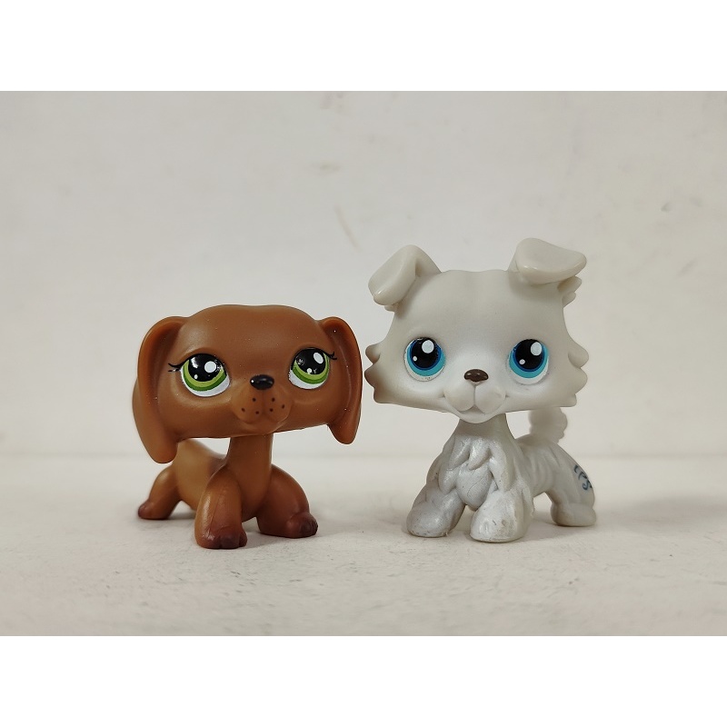 2pcs/lot LPS Action Figure littlest pet shop Brown Grey Dog kid toy ...