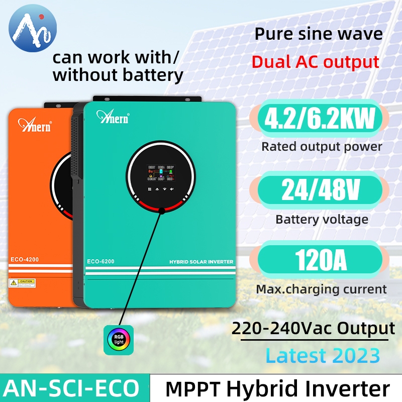 4.2KW/6.2KW MPPT Hybrid Inverter MPPT Pure Sine Wave Solar Inverter 24V/48V 500VDC PV Input ...