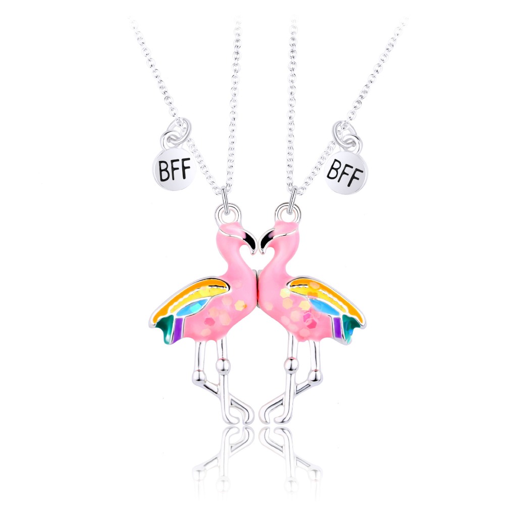 Flamingos Friendship Necklace for 2 Bff Necklaces for 2 Best friend ...