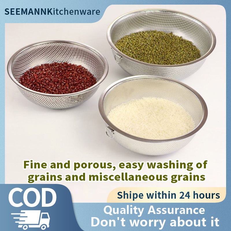 Stainless Steel Single Hook Drain Colander Basket Big Food Strainer ...