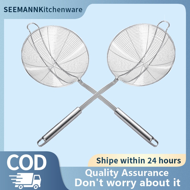 Super thick Kitchen Utensil Stainless Steel Mesh Strainer Ladle Spider ...