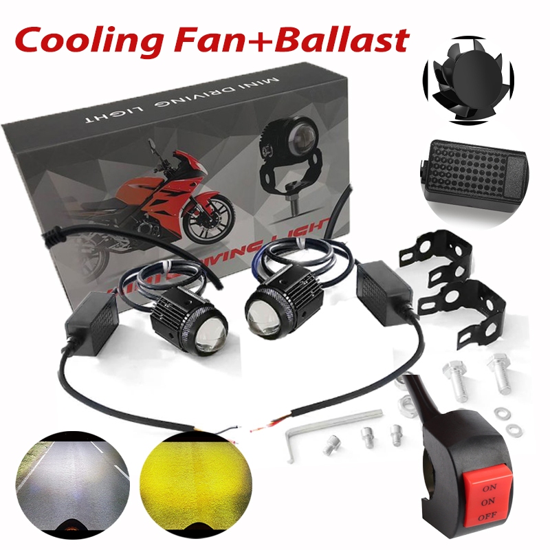 COD Motorcycle lights Mini Driving Light V2 White+Yellow A Pair of ...