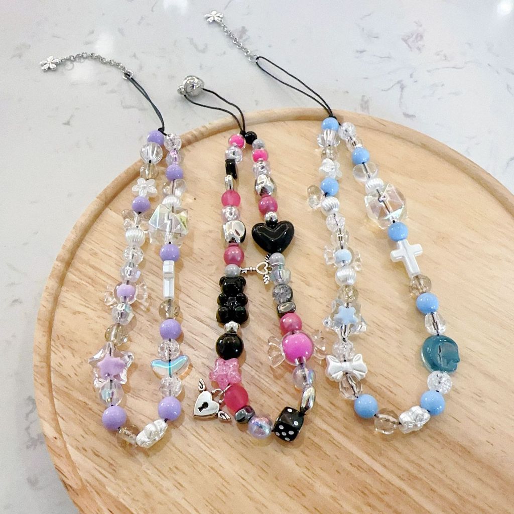 Dopamine Colorful Handmade Beaded Mobile Phone Lanyard Crystal Flower ...