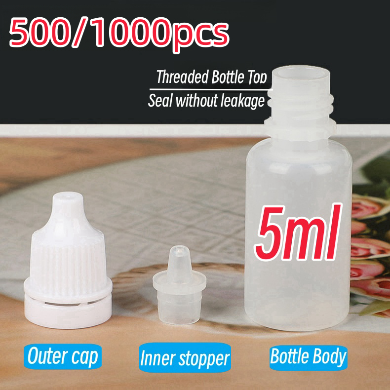 500/1000pcs 5ml Dropper Bottles PE Plastic Empty Eyedrop Bottle ...