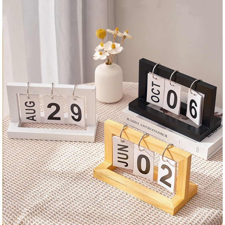 Creative Wooden Page Turning Calendar Simple Home Desktop Ornament ...
