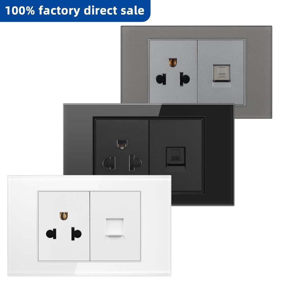 VISWE wall socket 3 pin socket lan socket black socket white socket ...