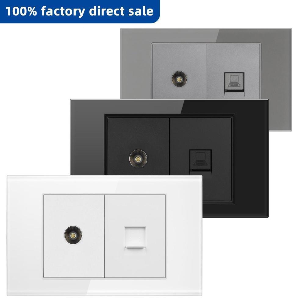 VISWE wall socket lan socket tv socket black socket white socket grey ...