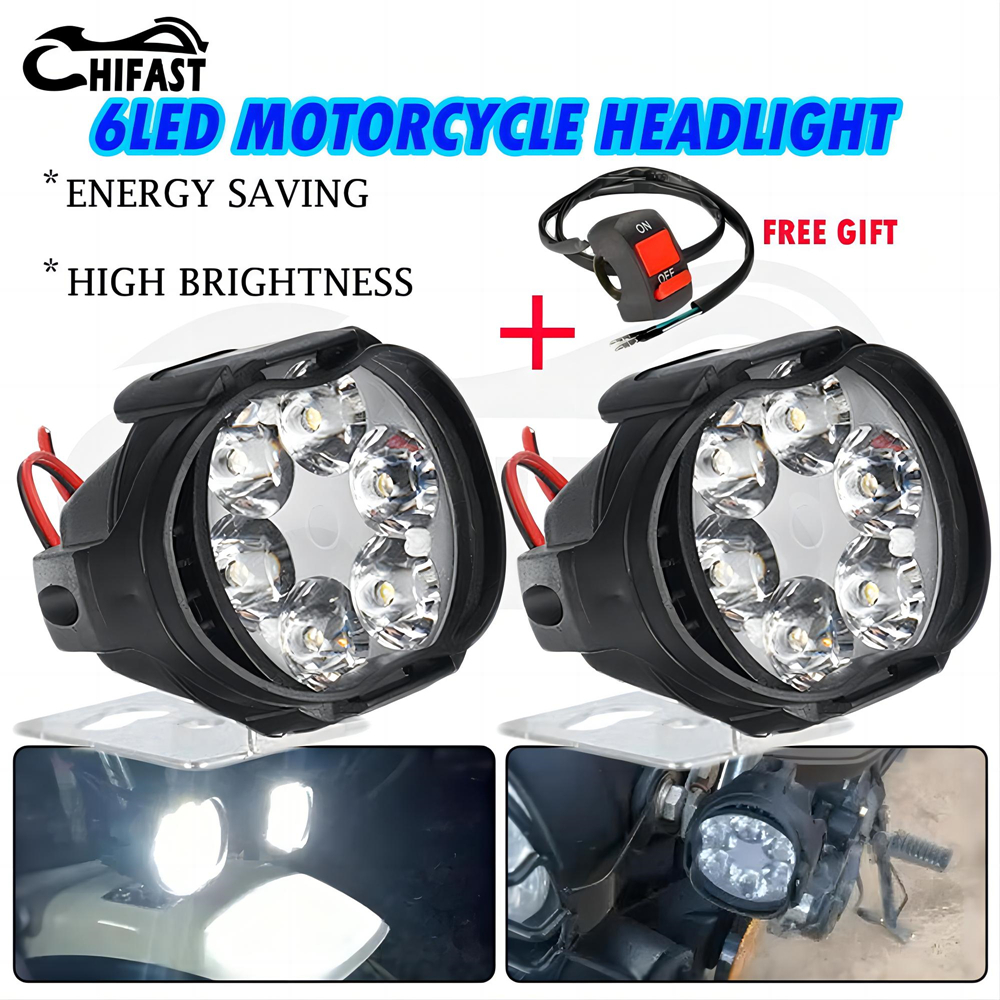 HIFAST Universal Motorcycle Fog Light 6 LED Motorcycle Headlight ...